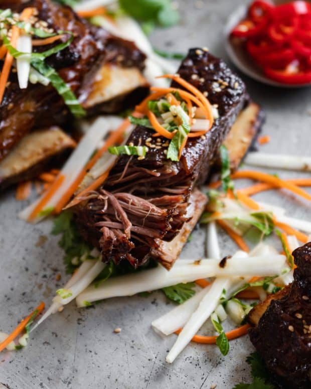 Oven Roasted Beef Short Ribs with Fresh Bok Choy Slaw