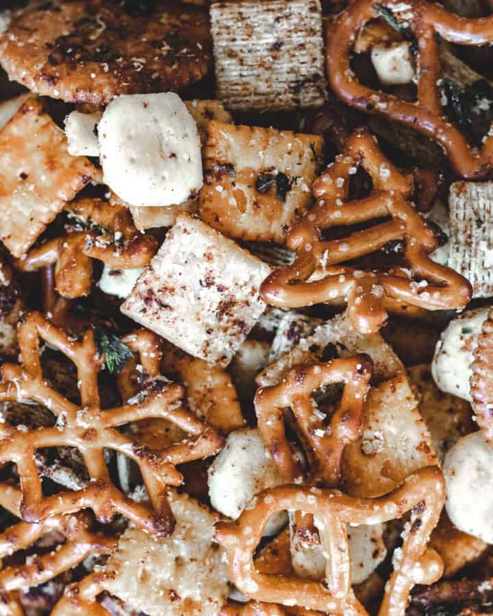 Garlic Parmesan Cracker Snack Mix - wild thistle kitchen