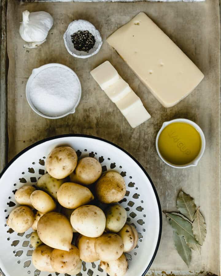 Smashed Raclette Potatoes - with garlic bay leaf butter