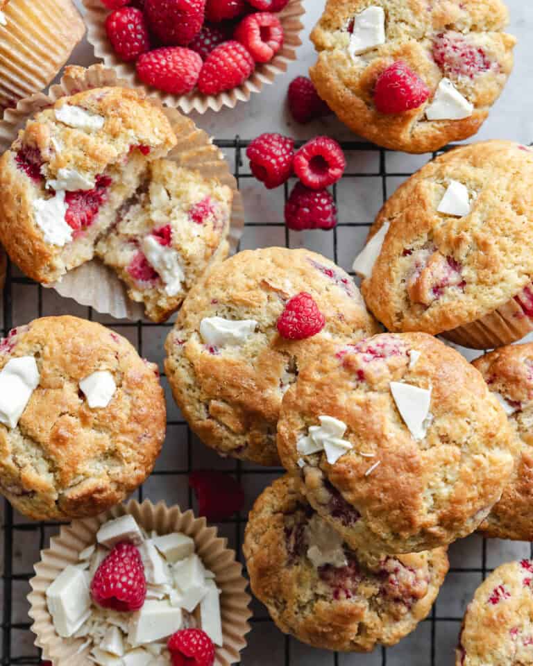 Raspberry White Chocolate Muffins - Wild Thistle Kitchen