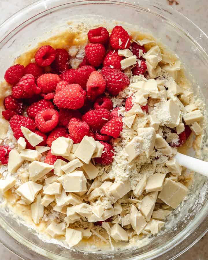 Raspberry White Chocolate Muffins - Wild Thistle Kitchen