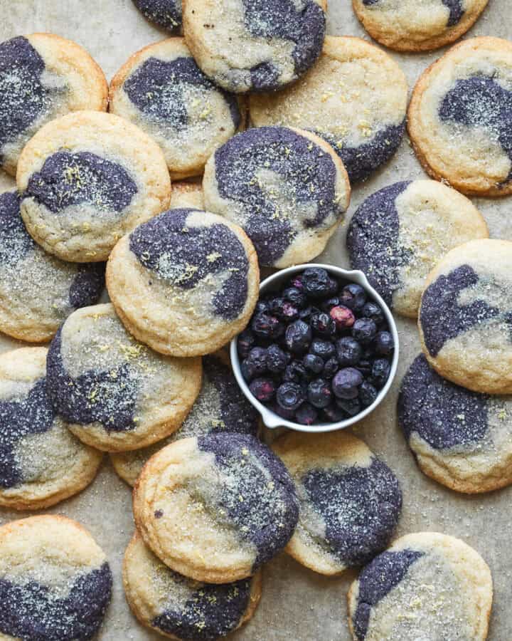 Marbled Lemon Blueberry Cookies - with freeze-dried blueberries