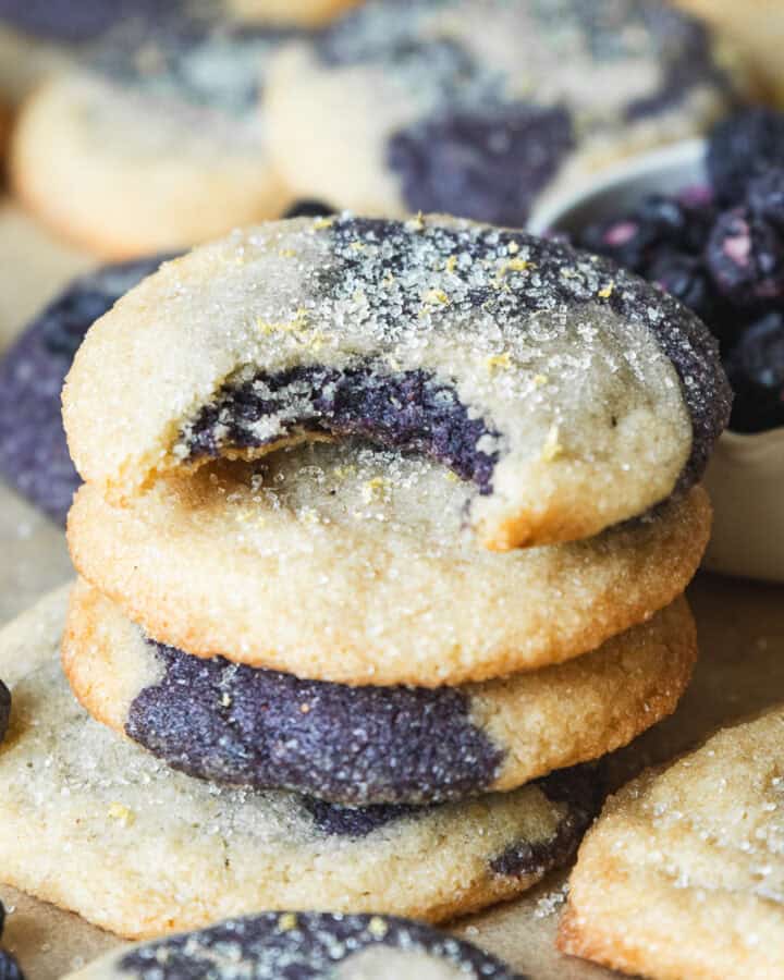 Marbled Lemon Blueberry Cookies - with freeze-dried blueberries