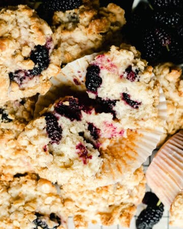 Mulberry Crumble Muffins (tender + moist)
