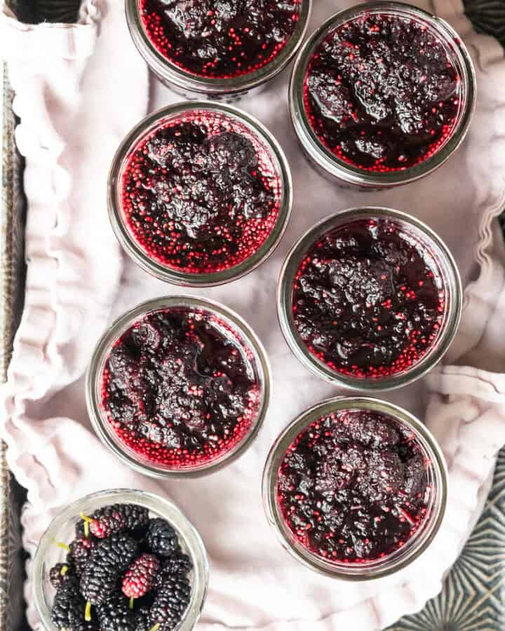 Mulberry Jam Recipe for canning (fruit juice sweetened)