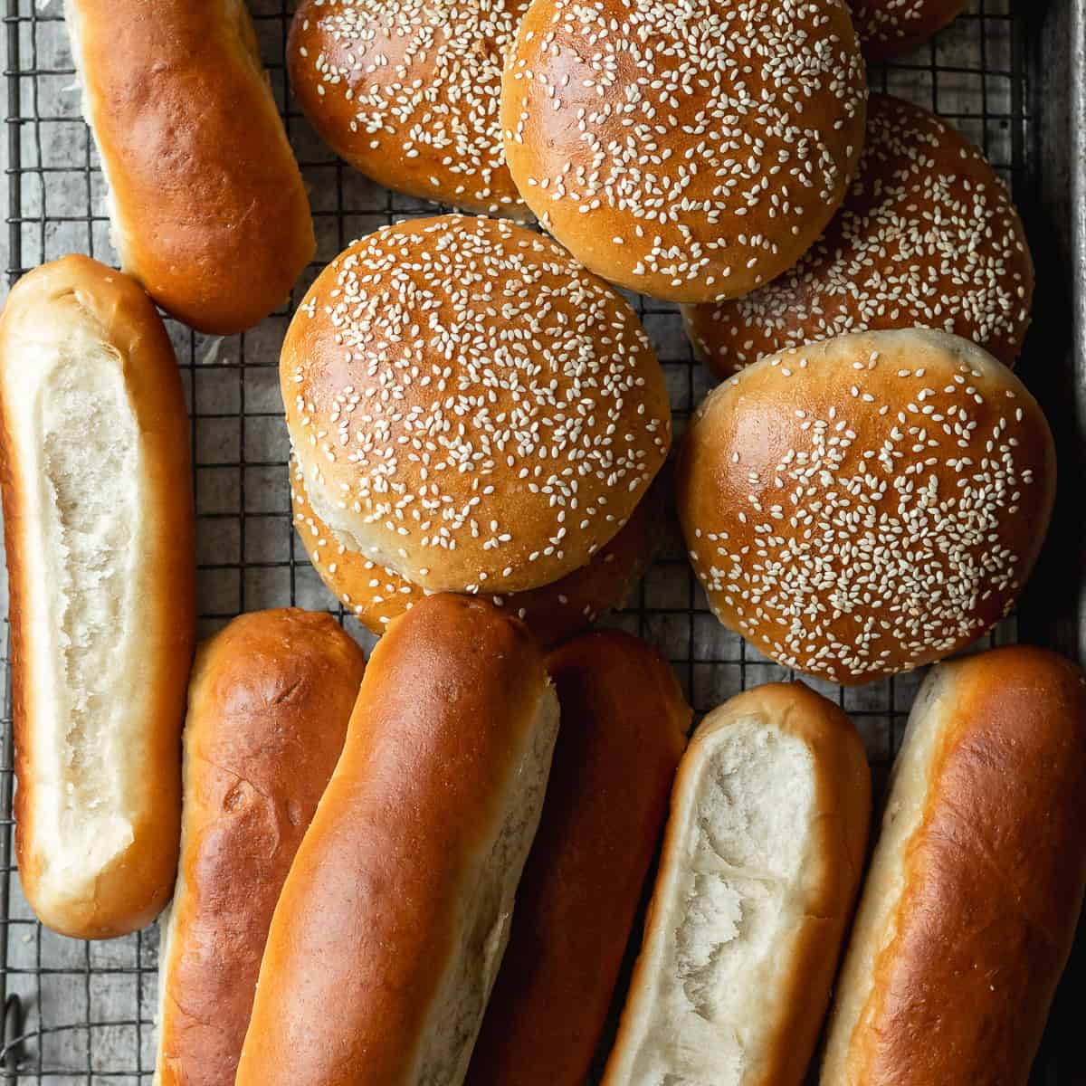 Sourdough Hamburger or Hot Dog Buns (discard or active starter)