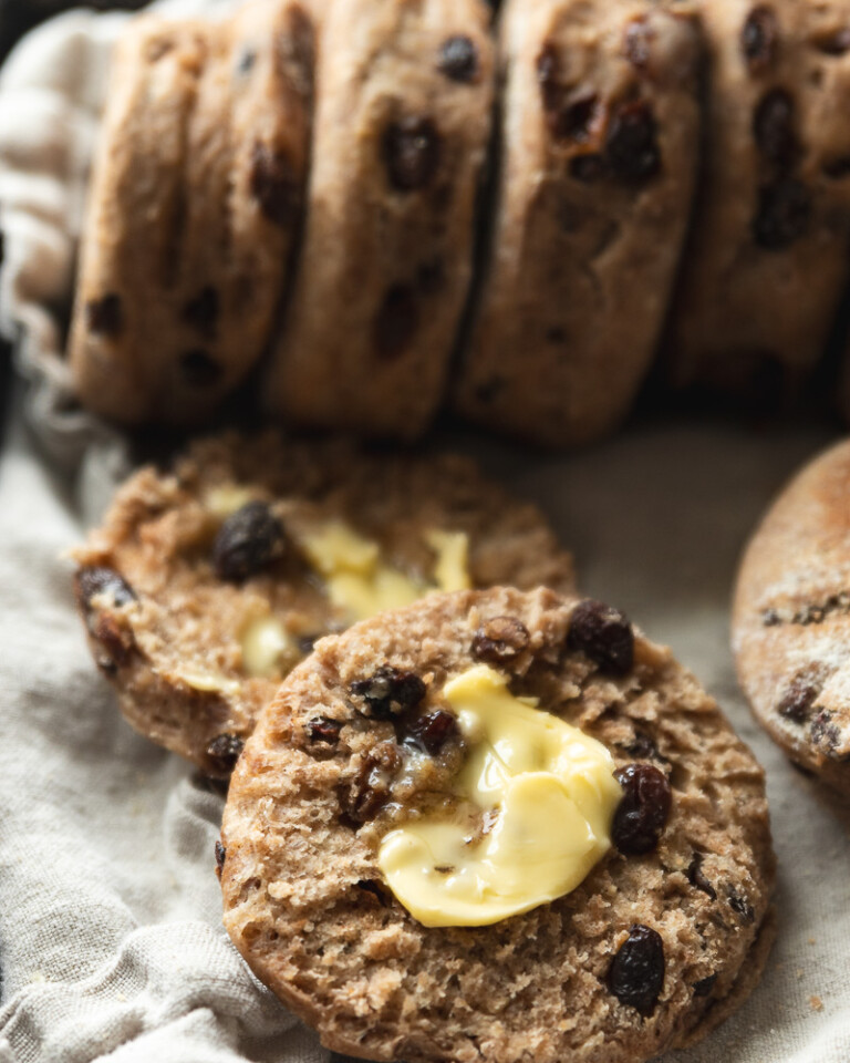 Sourdough Discard Cinnamon Raisin English Muffins
