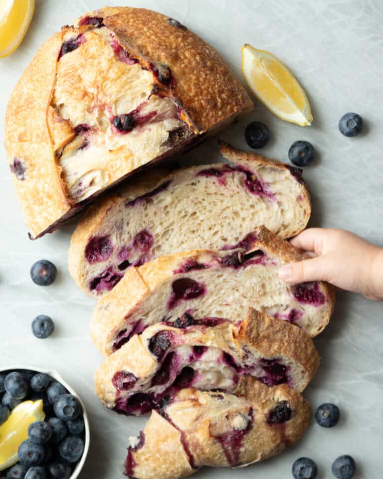 Soft Lemon Blueberry Sourdough Bread Recipe (with vanilla bean)
